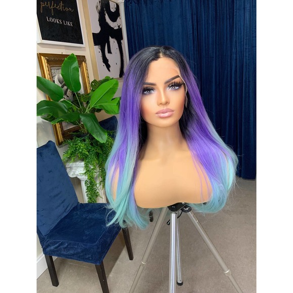 Wigs by CC | Hair | Purple Turquoise Synthetic Lace Wig | Poshmark